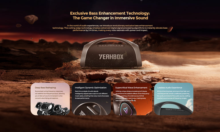 YEAHBOX Sonsic Boom MAX Bluetooth Speaker with Triple Frequency Subwoo